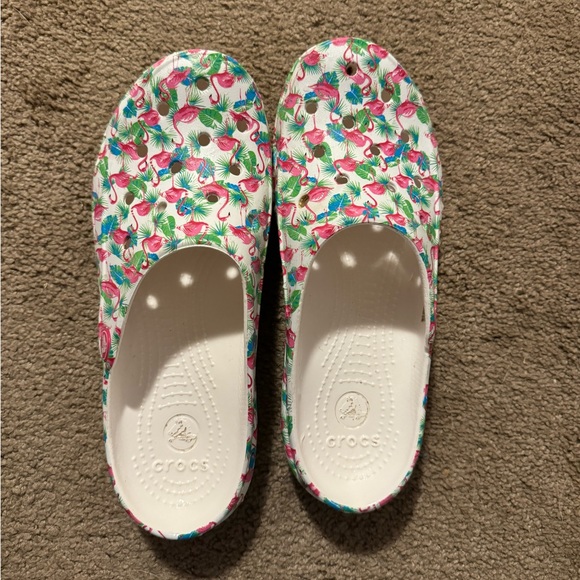 CROCS | Shoes | Pink Flamingo Crocs Adorable Blue And Green Plants ...